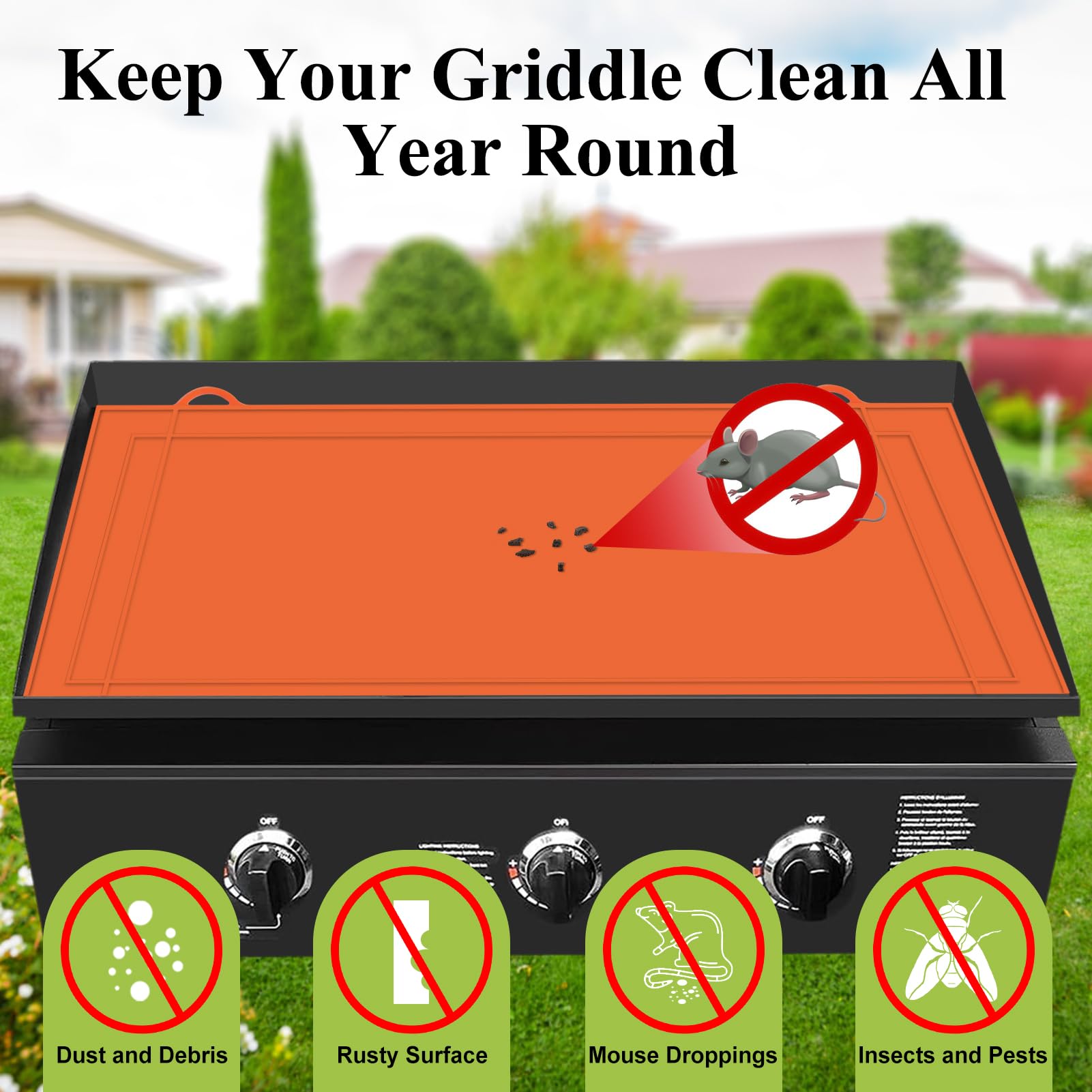 HONSREO 36" Griddle Silicone Mat for Blackstone 36/30/28 Inch, Food Grade Grill Protective Mat Overall Product Dimensions Grill Protector Cover Cuttable and Customizable