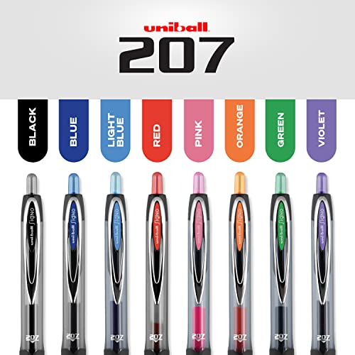 uni-ball 207 Retractable Gel Pens, Ultra Micro Point (0.38mm), Blue, 12 Count