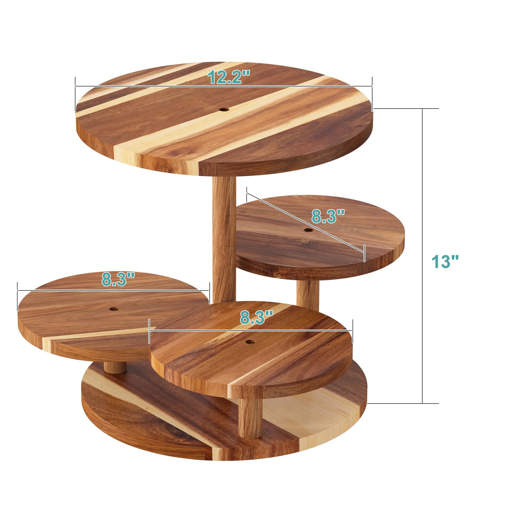 Vriccc Cupcake Stand, 4 Tier Round Cupcake Tower Stand for 50 Cupcakes, Tiered Serving Trays, Wood Cake and Cupcake Stand Combo, Farmhouse Tiered Tray Decor, Cupcake Display for Birthday Party