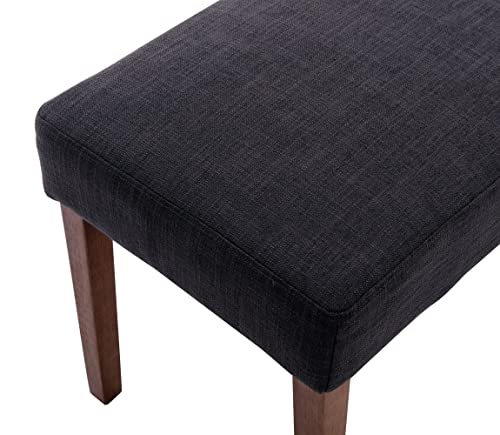 VESCASA Charcoal Linen Upholstered Dining Bench with Natural Wood Legs, 44.5" W Entryway Farmhouse Padded Bench for Dining Room, End of Bed, Kitchen, Living Room, 1 PC