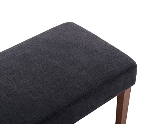VESCASA Charcoal Linen Upholstered Dining Bench with Natural Wood Legs, 44.5" W Entryway Farmhouse Padded Bench for Dining Room, End of Bed, Kitchen, Living Room, 1 PC
