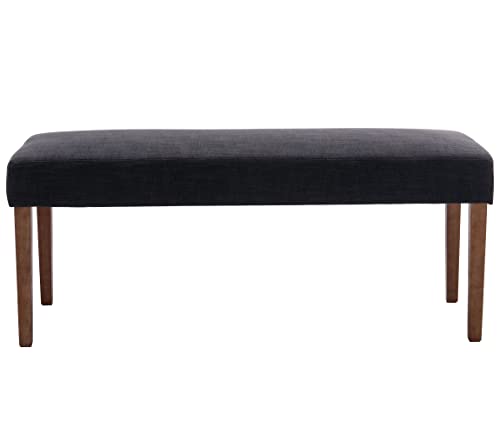 VESCASA Charcoal Linen Upholstered Dining Bench with Natural Wood Legs, 44.5" W Entryway Farmhouse Padded Bench for Dining Room, End of Bed, Kitchen, Living Room, 1 PC