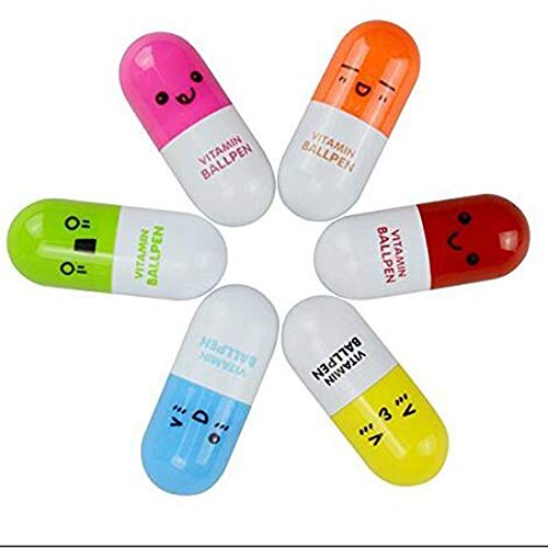 24pcs Vitamin pill Ballpoint Pen, Novelty Retractable Gift Ball pen with Smiling Face Cute Cartoon Emotion