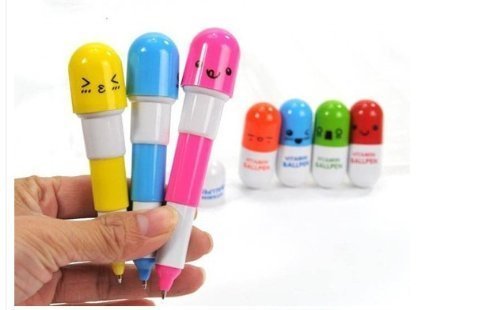 24pcs Vitamin pill Ballpoint Pen, Novelty Retractable Gift Ball pen with Smiling Face Cute Cartoon Emotion