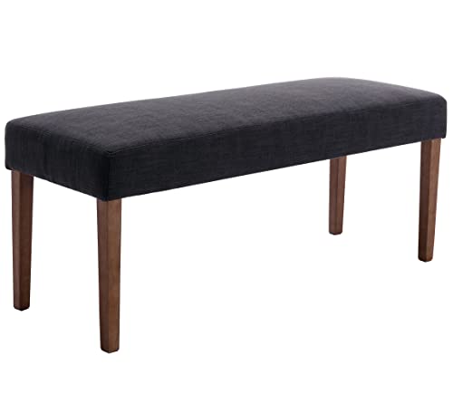 VESCASA Charcoal Linen Upholstered Dining Bench with Natural Wood Legs, 44.5" W Entryway Farmhouse Padded Bench for Dining Room, End of Bed, Kitchen, Living Room, 1 PC