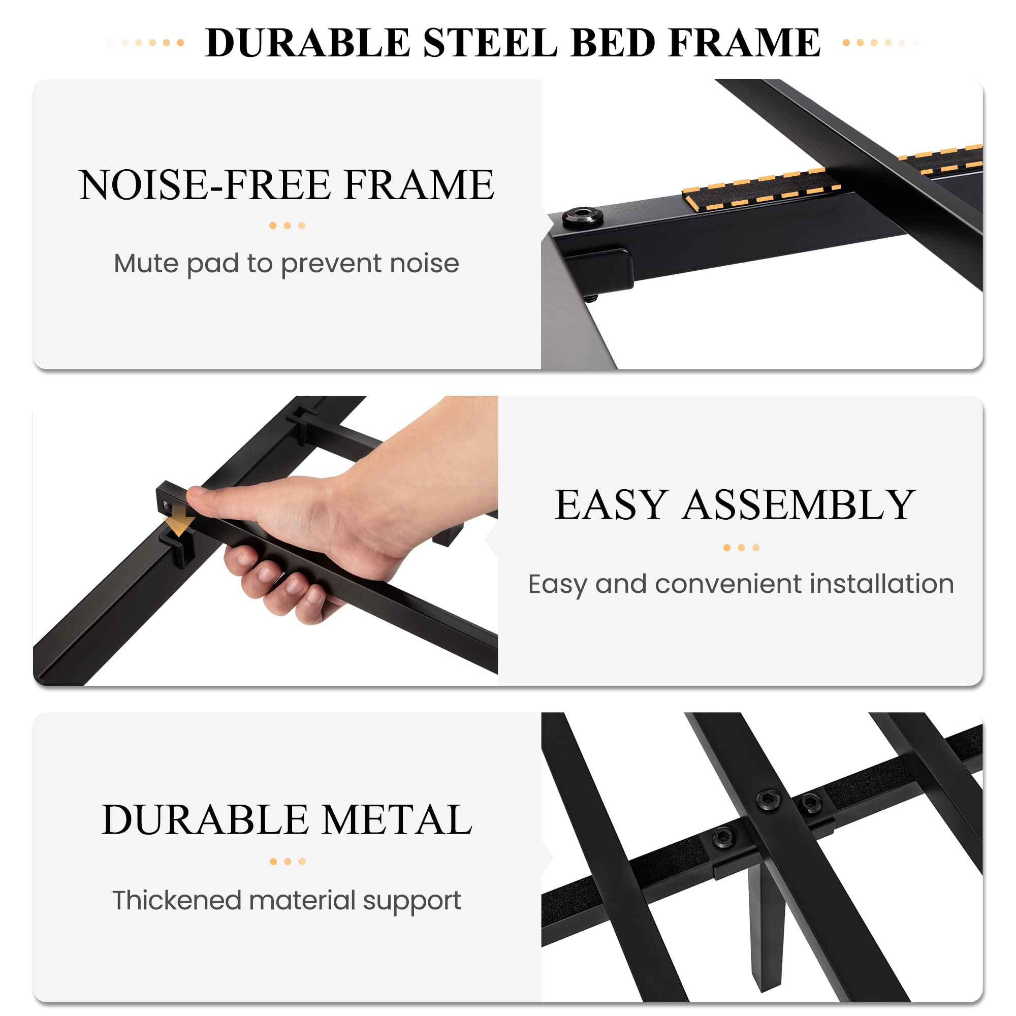 SHA CERLIN Full Size Metal Platform Bed Frame with Victorian Style Wrought Iron-Art Headboard/Footboard, No Box Spring Required, Black