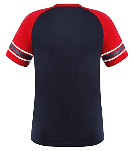 Geneisteck Mens City Baseball Fans Athletic Crew Neck Tee Raglan T-Shirts - Navy & Red - Size: M