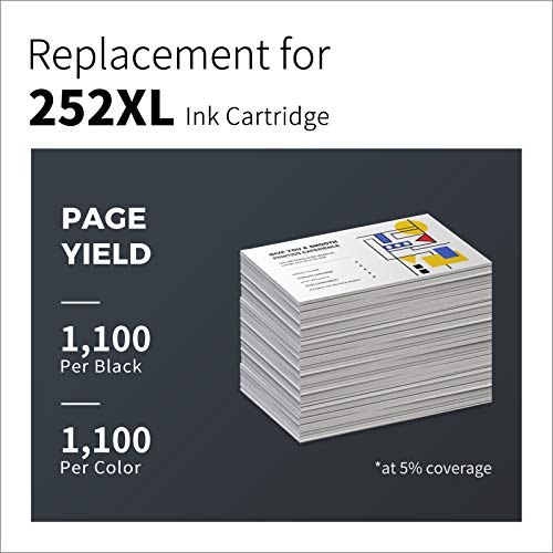 LemeroSuperx Remanufactured Ink Cartridges Replacement for Epson 252 252XL Work for Workforce WF-7720 WF-7710 WF-3620 WF-3640 WF-7210 Printer (Black Cyan Magenta Yellow, 5 Combo Pack)