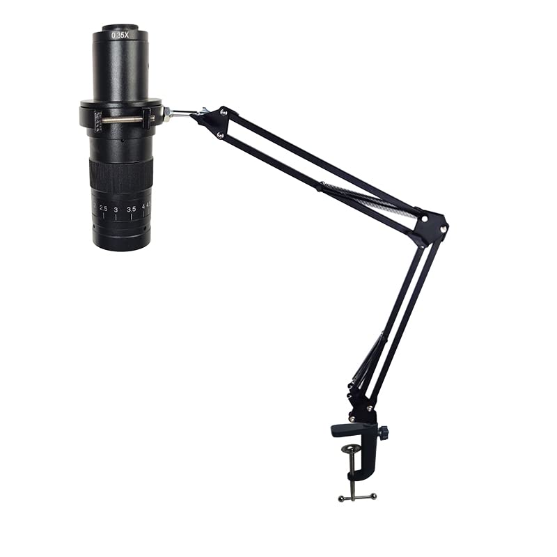 Microscope Articulated Arm Stand Ring Light Set, 64 LED Ring Light C Mount Lens Holder 26mm-52mm Adjustable Clamp, HDMI USB Camera Lens Electronic Soldering Repairing Stand (Microscope Stand)