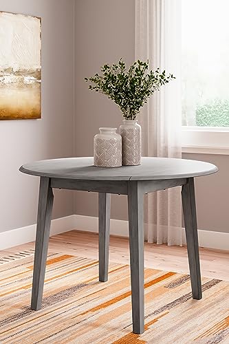 Signature Design by Ashley Shullden Casual Round Dining Small Drop Leaf Table, Seats up to 4, Gray
