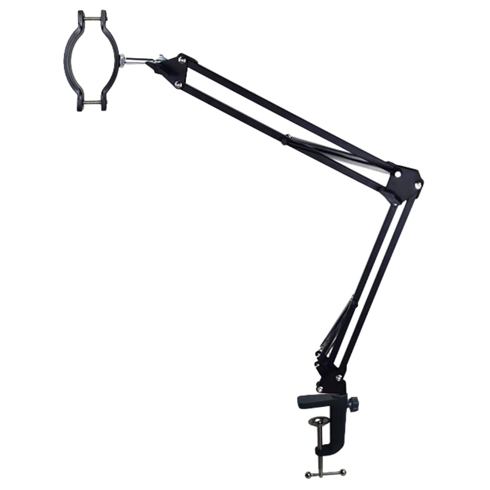 Microscope Articulated Arm Stand Ring Light Set, 64 LED Ring Light C Mount Lens Holder 26mm-52mm Adjustable Clamp, HDMI USB Camera Lens Electronic Soldering Repairing Stand (Microscope Stand)