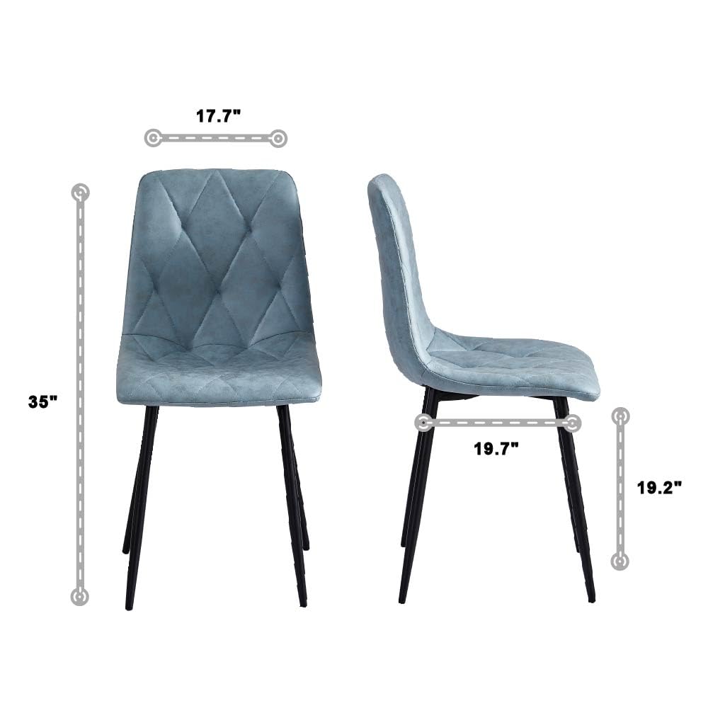 Btrpily 4 Set of Dining Chairs, Metal Frame Dining Chair for Kitchen Room,Technology Cloth Seat Chair for Living Room, Bedroom(Light Blue)