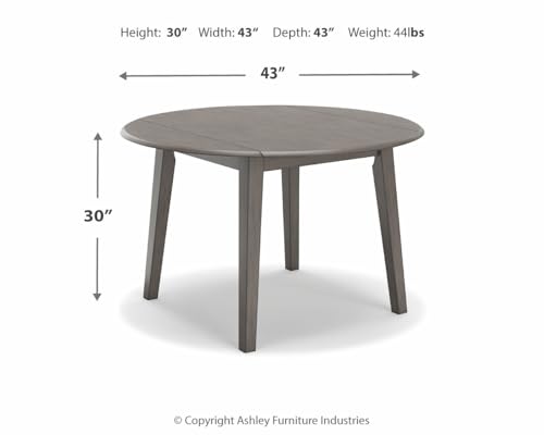 Signature Design by Ashley Shullden Casual Round Dining Small Drop Leaf Table, Seats up to 4, Gray