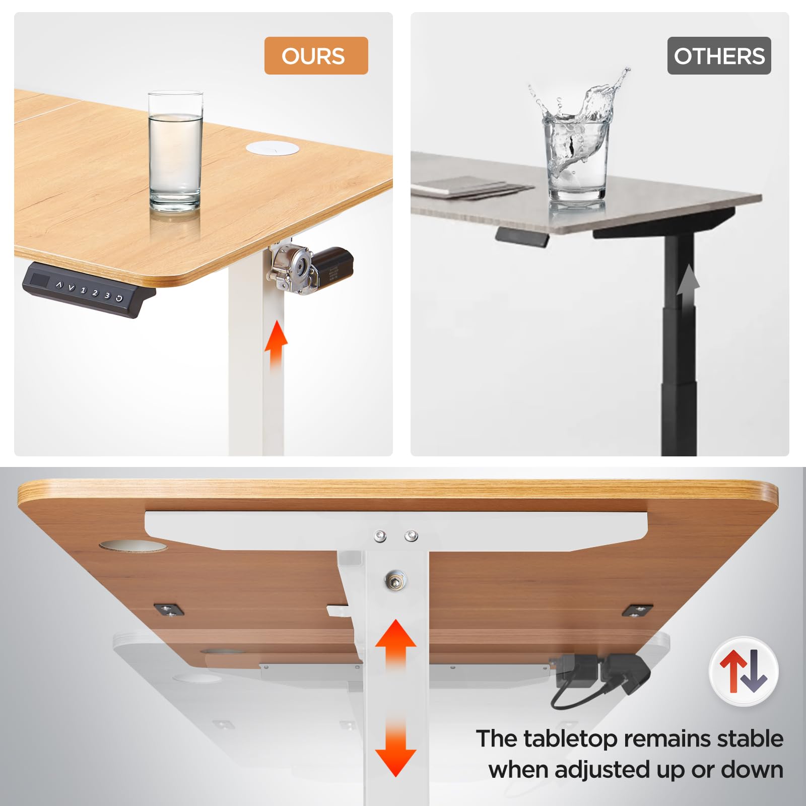 Electric Standing Desk Adjustable Height Computer Desk Standing Desk Adjustable Height Electric Standing Desk Adjustable Height with Memory Height Setting Quiet Lifting 42.5’’x 23.6’’ Thick 0.59’’