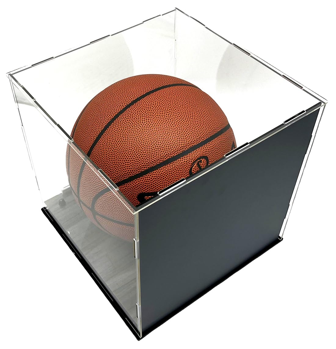 Basketball Display Case Full Size, Clear Acrylic with Mirror & 2 Level Riser UV Protection, Square Box Collectible Memorabilia