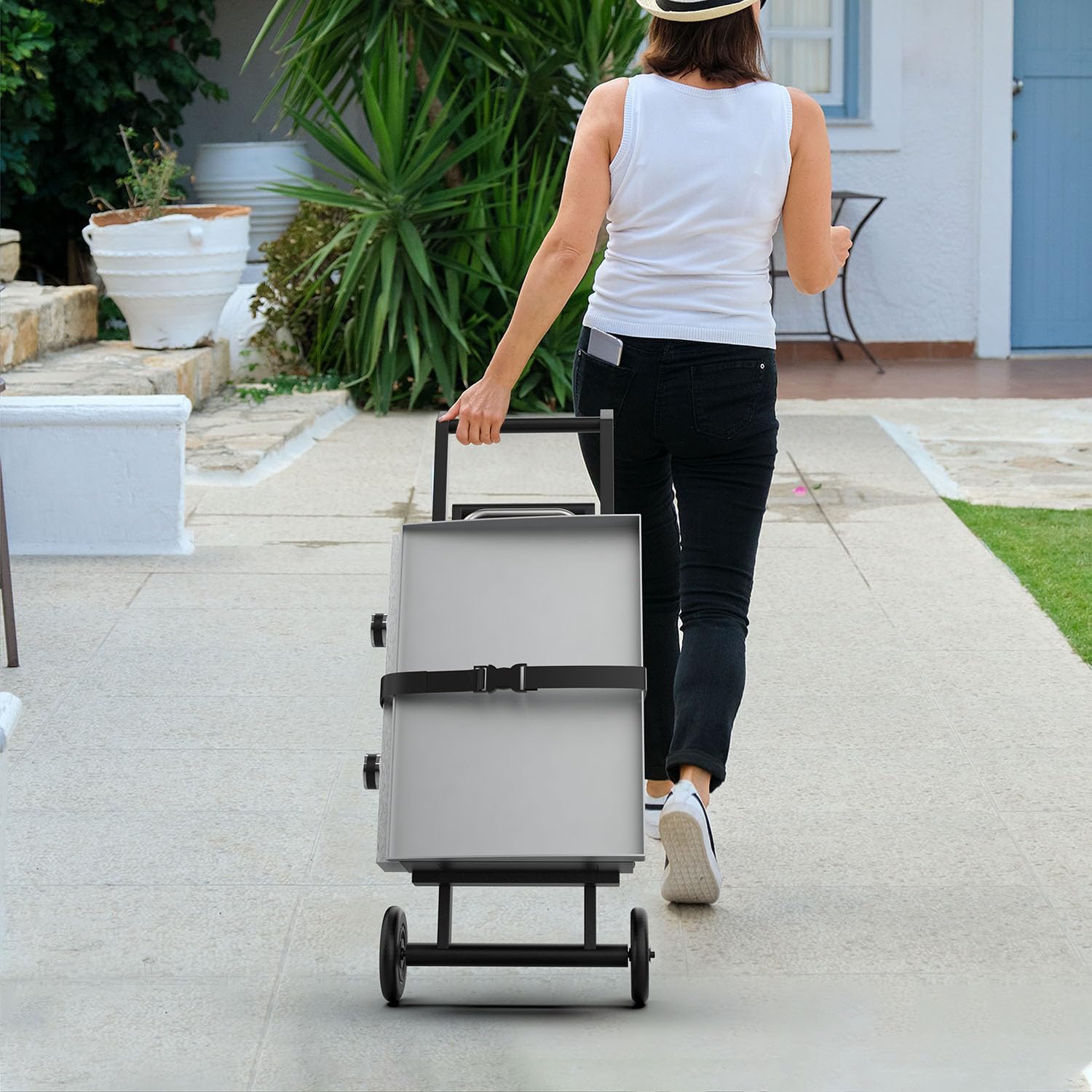 Portable Grill Cart for Blackstone 17 Inch & 22 Inch Table Top Griddles, Folding Cart Griddle Stand with Side Shelf for Blackstone 17" 22" Grills, Backyard, Camping and Outdoor Cooking