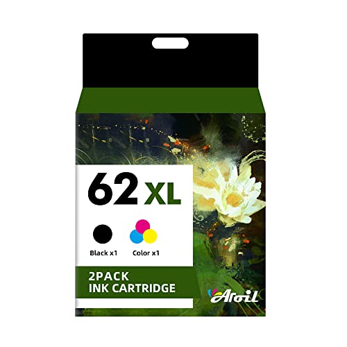 62XL Ink Cartridges Black and Color Replacement for HP 62XL Ink Cartridges Combo Pack, Remanufactured for HP Ink 62 Works with HP Envy 7645 7640 5660 5540 5642 and HP OfficeJet 200 250 5740 (2 Packs)