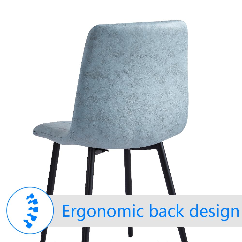 Btrpily 4 Set of Dining Chairs, Metal Frame Dining Chair for Kitchen Room,Technology Cloth Seat Chair for Living Room, Bedroom(Light Blue)