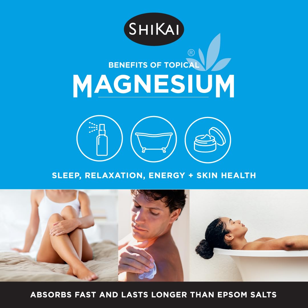 ShiKai Magnesium Body Ease Spray (3.75 fl oz) | Topical Spray to Ease Muscles & Joints | Provides Benefits of Magnesium | Refresh & Relax Muscles & Joints | Fragrance Free