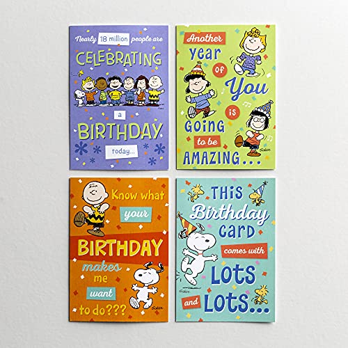DaySpring - Peanuts - Happy Birthday - 4 Design Assortment with Scripture - 12 Boxed Cards & Envelopes (J0381)