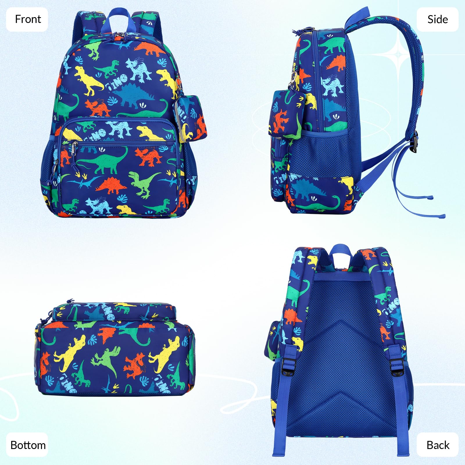 mygreen Dinosaur Backpack for Boys Backpacks for Elementary School 15 inch Backpack for Boys with Coin Purse 5-7 6-8 School Bag 2nd 3rd Grade Blue