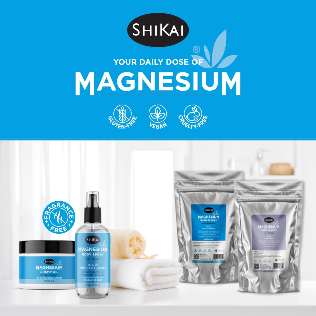 ShiKai Magnesium Body Ease Spray (3.75 fl oz) | Topical Spray to Ease Muscles & Joints | Provides Benefits of Magnesium | Refresh & Relax Muscles & Joints | Fragrance Free