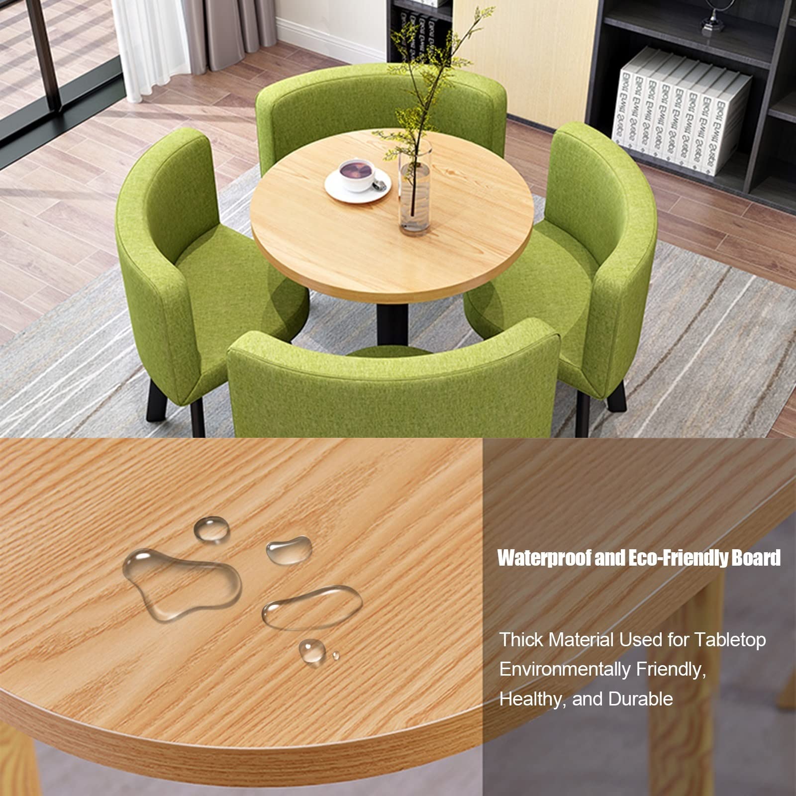 KUKIXO Round Dining Table Table and Chair Combination, 60cm Simple Style Office Reception Desk and Chair Set, Round Table Coffee Shop Leisure Table, with 4 Chairs Leisure Table (Color : Brown)