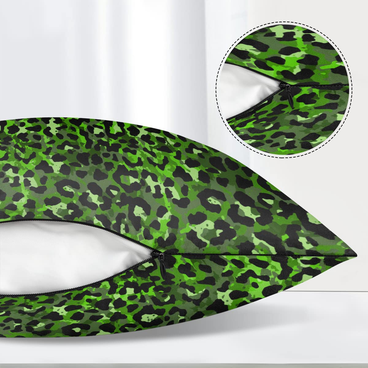 Satin Body Pillow Pillowcase for Hair and Skin Camo Leopard Grass Green Long Body Pillow Case Cover 21x54 Soft Breathable Body Pillow Cases