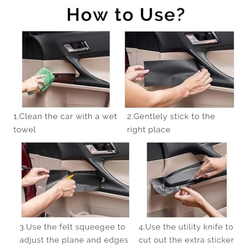 GRTHTATI 1FT X 5FT 3D Carbon Fiber Vinyl Wrap for Cars Interior & Exterior Automotive Vinyl Wraps with Air Release Channel Including Vinyl Wrap Tool Kit