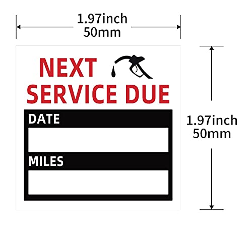 Oil Change Auto Maintenance Service Due Reminder Stickers Labels 100pcs/Roll Stickers,Easy-Peel with No Residue, Easy to Write On,2x2 Inch, Black