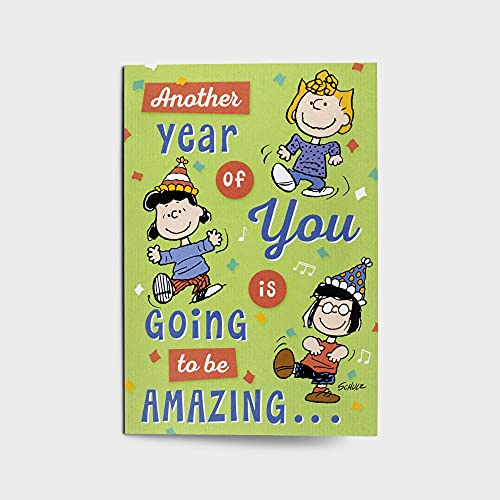 DaySpring - Peanuts - Happy Birthday - 4 Design Assortment with Scripture - 12 Boxed Cards & Envelopes (J0381)