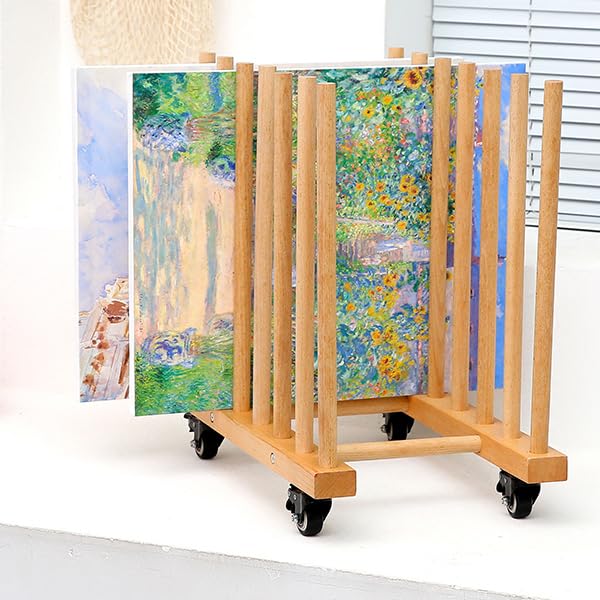 YIVIVEN Art Storage Rack with Wheels, Artwork Storage, Art Drying Rack, Art Canvas Storage, Drawing Board Storage Rack, Frame, Panel, Art Storage Organizer(11.8"x21.6"x19.5")
