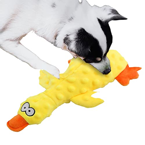 Qmisify Stuffed Duck Dog Toy - Puppy Squeaky Toys | Stimulate Appetite Duck Dog Toy, Squeaky Pet Toy, Plush Dog Chew Toy for Large Dogs