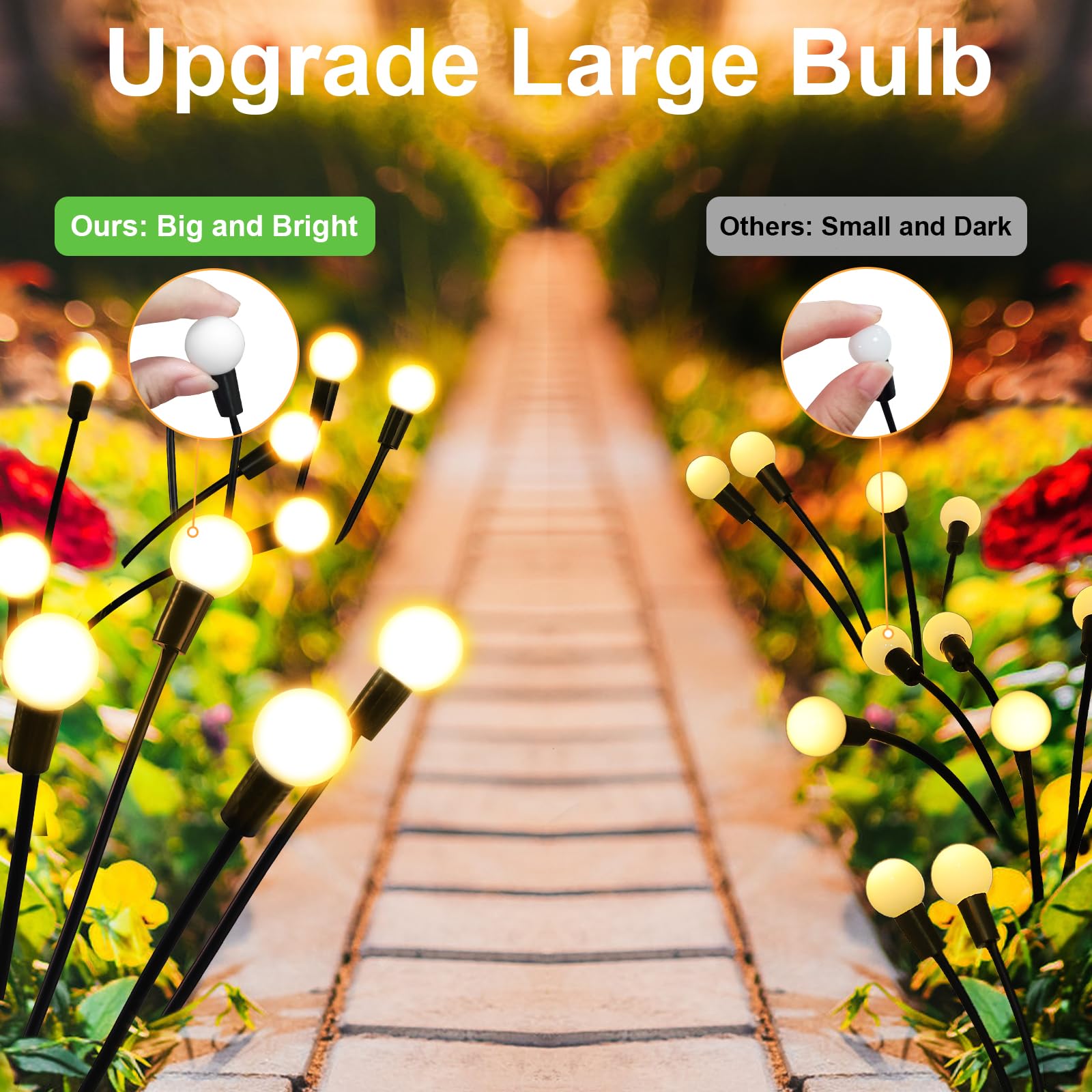 QIZIYARDALL 4 Pack Solar Garden Lights Outdoor, 40 LEDs Solar Firefly Swaying Lights Outdoor Decorations, Waterproof for Patio Pathway Outdoor Decor