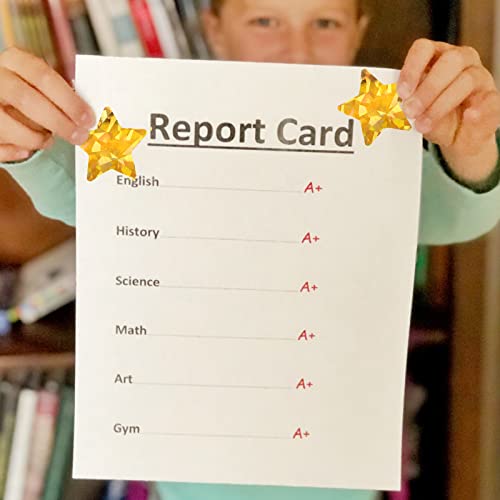 1.5" Large Holographic Gold Star Stickers for Kids Reward, 500 Pcs Foil Star Metallic Stickers Roll for Behavior Chart, Student Planner and School Classroom Teacher Supplies