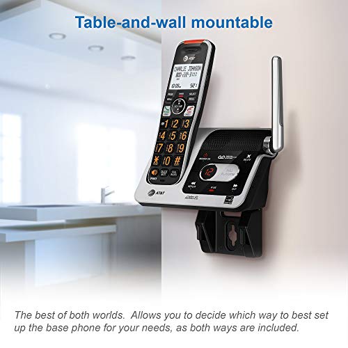 AT&T BL102-2 DECT 6.0 2-Handset Cordless Phone for Home with Answering Machine, Call Blocking, Caller ID Announcer, Audio Assist, Intercom, and Unsurpassed Range, Silver/Black