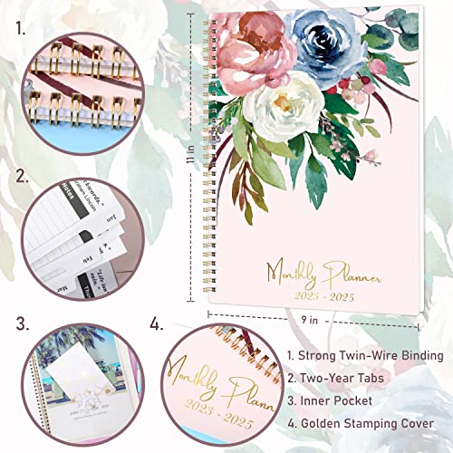 2023-2025 Monthly Planner/Calendar - Monthly Planner 2023-2025 with Monthly Tabs, July 2023 - June 2025, 9’’ × 11’’, Two Year Monthly Planner with Inner Pocket, Perfect Organizer