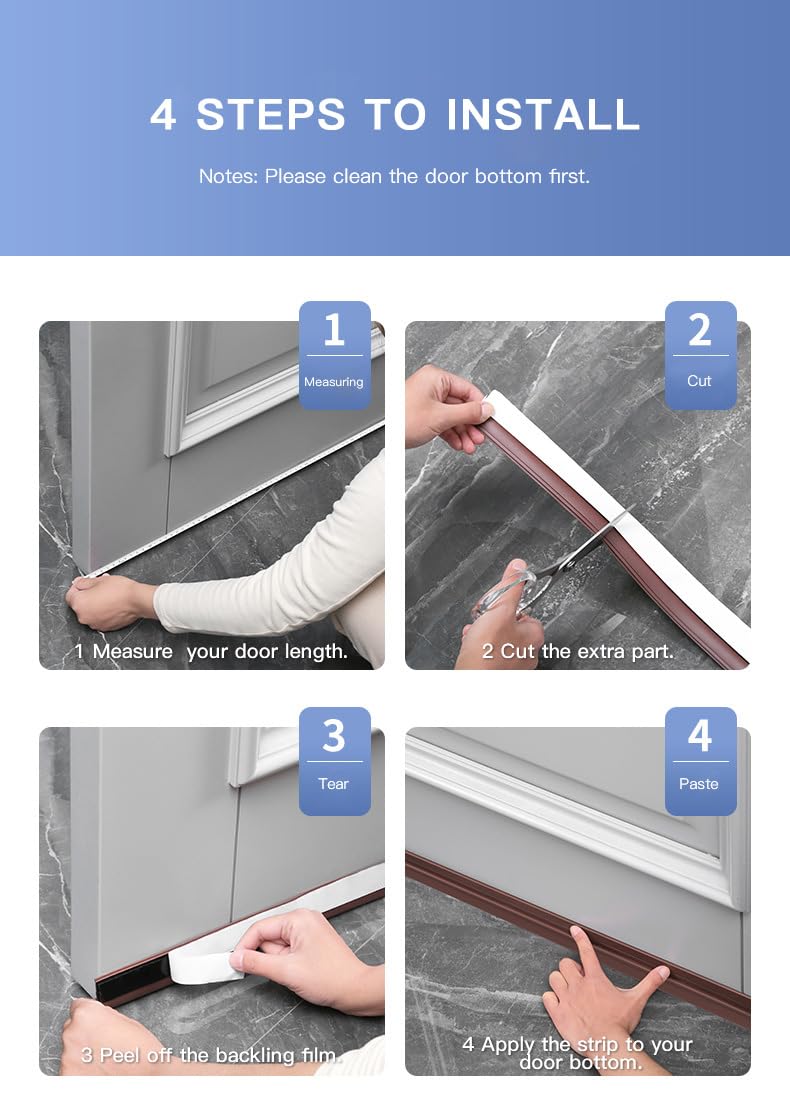Eweniar Door Draft Stopper for Bottom of Door 39" Cuttable Weather Stripping Blocking Cold Air