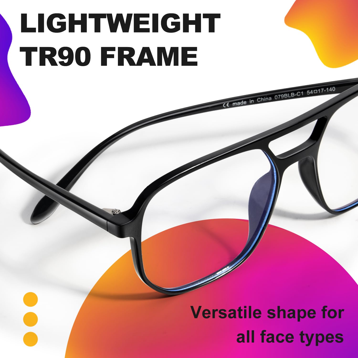 VISOONE Aviator Blue Light Blocking Glasses Oversized Square Lightweight Pilot Nerd Eyewear for Women Men MARION
