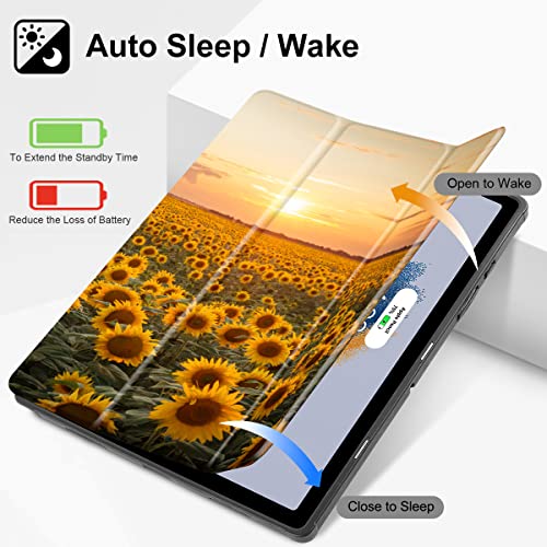 May Chen Case for Samsung Galaxy Tab A8 10.5 Inch 2022 Release, Auto Wake/Sleep Slim PU Lightweight Trifold Stand Folio Cover for Samsung Galaxy Tab A8 Tablet [SM-X200/X205/X207], Sunflower