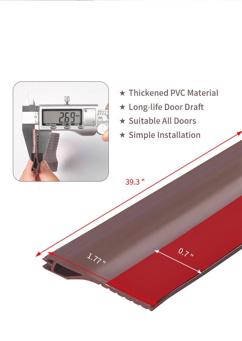 Eweniar Door Draft Stopper for Bottom of Door 39" Cuttable Weather Stripping Blocking Cold Air