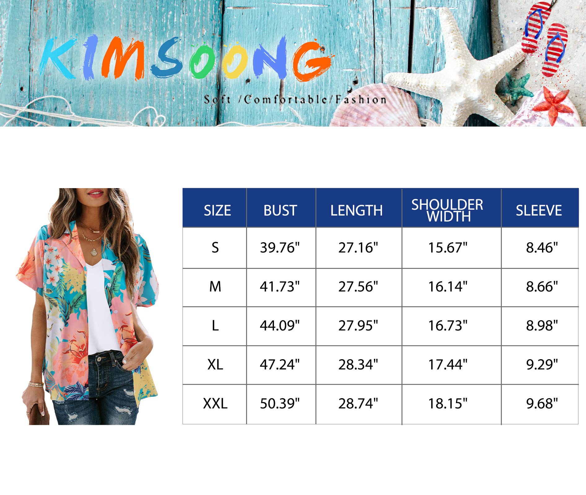 Hawaiian Shirts for Women Soft Cool Summer Hawaiian Shirt Floral Tropic Print Tees V Neck Button Up Short Sleeve Top Pink Blue