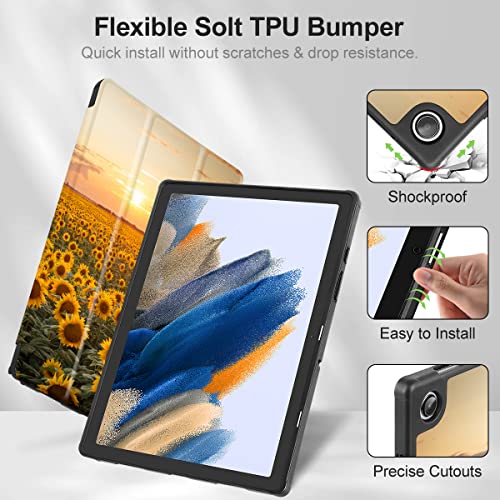 May Chen Case for Samsung Galaxy Tab A8 10.5 Inch 2022 Release, Auto Wake/Sleep Slim PU Lightweight Trifold Stand Folio Cover for Samsung Galaxy Tab A8 Tablet [SM-X200/X205/X207], Sunflower
