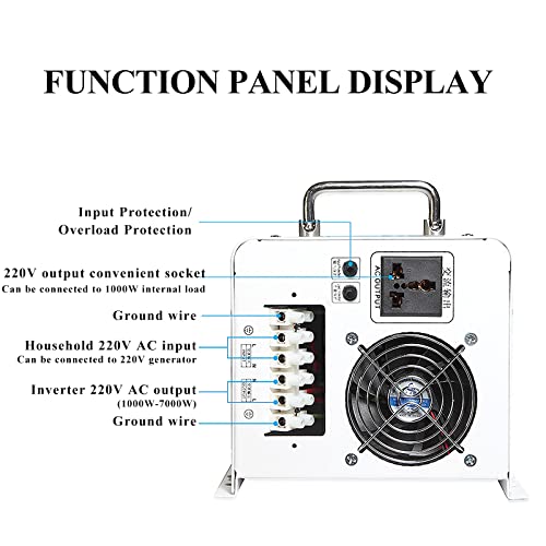 NALMAXO 2000W 3000W 12V-72V to 110V 220V UPS Power Frequency Pure Sine Wave Solar Car Charging Inverter Suitable for Solar and Wind Power Generation Systems (Color : 3000W, Size : 48V-110V)