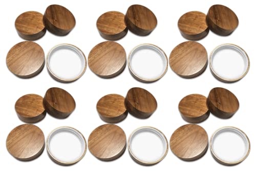 Wooden Mason Jar Lids Value Pack - 24 Mason Jar Lids Choose From Regular Mouth or Wide Mouth - Custom Molded Screw Top Mason Jar Lid Set Storage Lids for Ball Jars Only by Kitchen Charisma (Regular Mouth (2.5 in. Jar Opening), Acacia Wood (Brown Color))