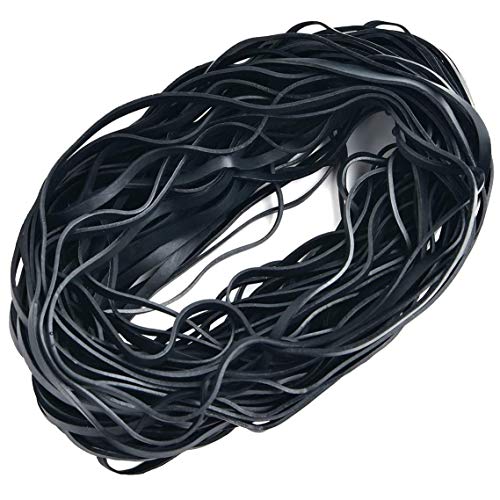 AMUU Rubber Bands Large Black 50 Pack 8 inches Trash Can Band Set Elastic Bands for Office Supply Trash Can File Folders Cat Litter Box Size Big Rubbers Bands Large