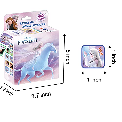 3 Pack Frozen Kids Sticker in 30 Designs,600 Pcs 1-1/2 Inch Self Adhesive Label Roll Stickers for Kids and Teacher(Princess )