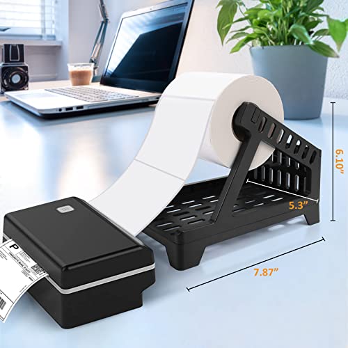 LERMITY Label Holder Thermal Label Holder for Rolls and Fanfold Labels Direct Shipping Label Stand Desktop Printer Accessory for Home, Office (Black)