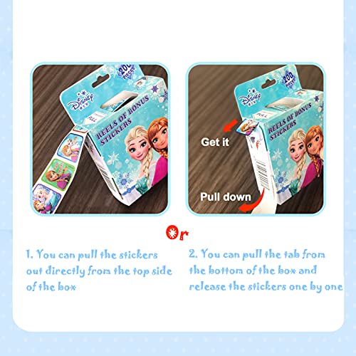 3 Pack Frozen Kids Sticker in 30 Designs,600 Pcs 1-1/2 Inch Self Adhesive Label Roll Stickers for Kids and Teacher(Princess )