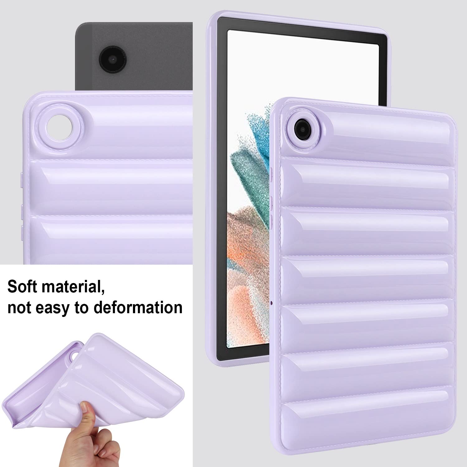 FERKAP Stand Tablet Cover Tablet Case Compatible with Samsung Galaxy Tab A8 10.5 inch 2021 (SM-X200/X205),Ultra Thin Lightweight Full Protective Cover Drop-Proof Shock-Proof (Color : Purple)